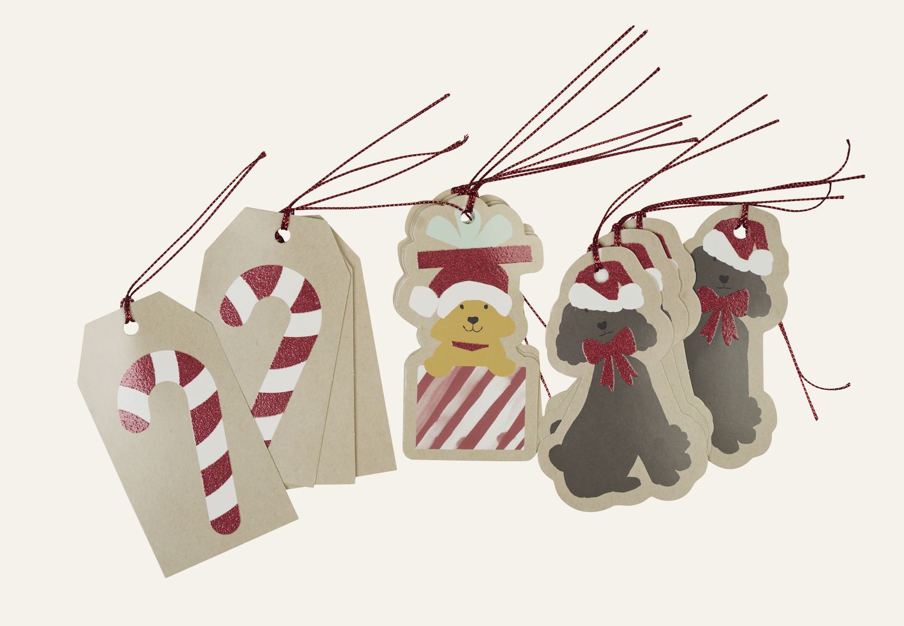 X-mas Dogs kingisildid 12tk naturaalne toon - Hemtex